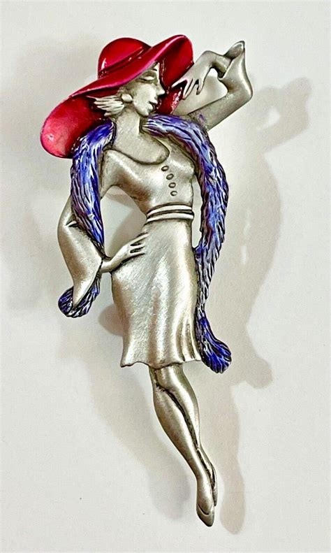 Vintage Art Deco Signed Jj Jonette Jewelry Glamour Fashion Lady