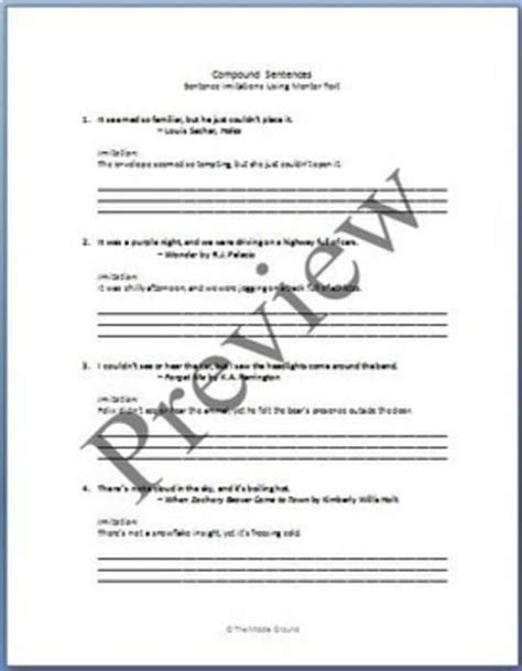 Compound Sentence Sentence Task Cards Writing Grammar Worksheets