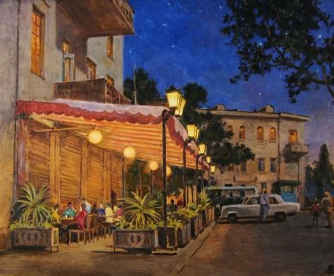 Лаповок Владимир. Ялта. Вечернее кафе. 1992 Picture, Paintings, Paint ...