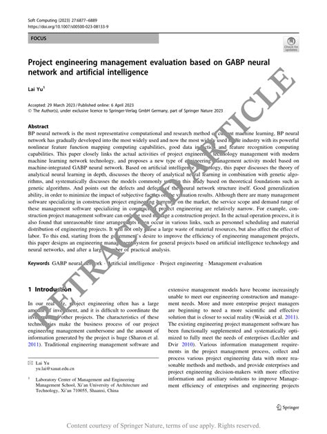 Project Engineering Management Evaluation Based On Gabp Neural Network And Artificial Intelligence