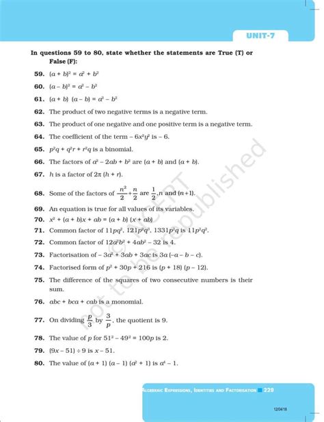 Ncert Exemplar Book For Class 8 Maths Chapter 7 Algebraic Expressions And Identities