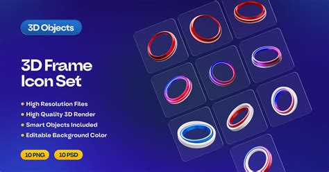 3d Frame Icon Set Objects Ft Color And Elements Envato
