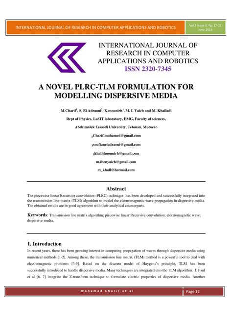 Pdf [type Text] A Novel Plrc Tlm Formulation For Modelling Dispersive Media