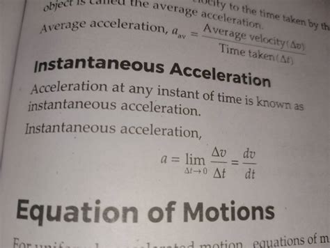 Instantaneous Acceleration Formula Instantaneous Acceleration Formula