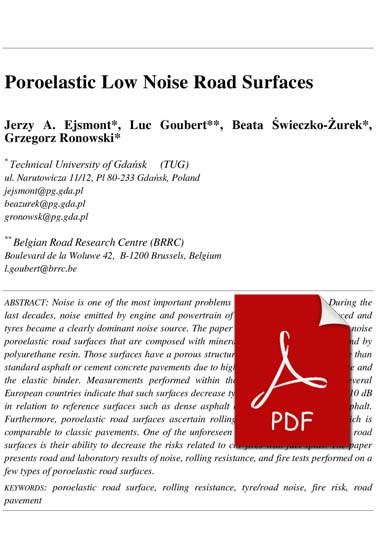 Poroelastic Low Noise Road Surfaces Asphalt Rubber Papers Store