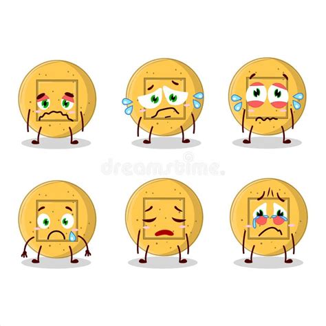 Dalgona Candy Square Cartoon Character With Sad Expression Stock Vector Illustration Of Candy