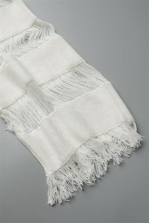 Wholesale White Sexy Solid Tassel Hollowed Out Patchwork Draw String
