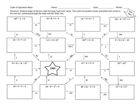 Order Of Operations Maze 1 Pdf