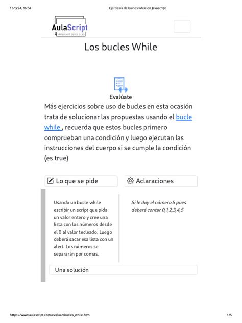 Ejercicios De Bucles While En Javascript Pdf Script Java
