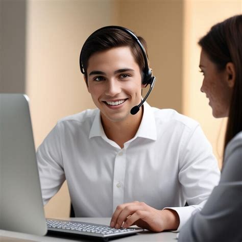 Help Desk Technician Assisting Customer With Headset And Keyboard
