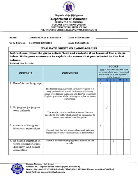 Eval Sheet Language Use Download Free Pdf Jargon Human Communication