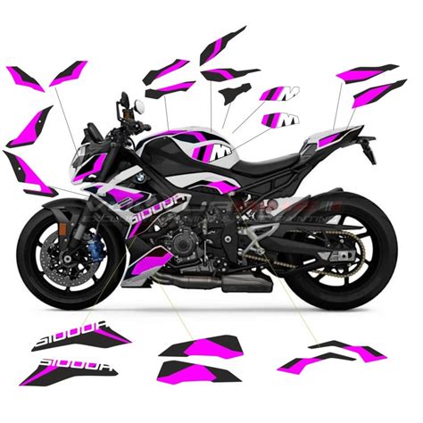 Custom Black Purple Sticker Kit For Bmw S1000r
