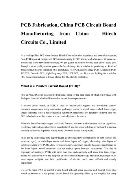 PCB Fabrication China PCB Circuit Board Manufacturing From China PDF