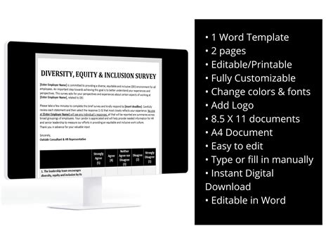 DEI Employee Survey Diversity Equity Inclusion Survey DEI Survey HR Templates Employee