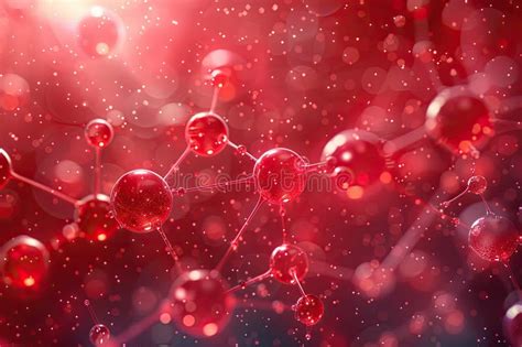 Abstract Visualization Of Molecular Structure In Red Tones