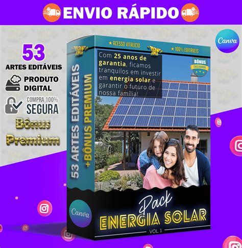 Pack Energia Solar 53 Artes Editáveis Social Mídiabônus