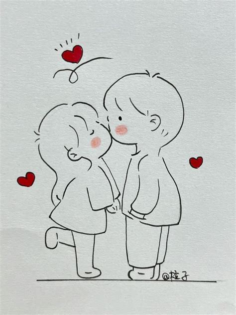 简笔画卡通人物萌可爱情侣 简笔画卡通人物萌可爱情侣图片 画趣文库（我爱生活）