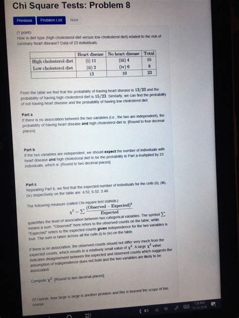 Solved Chi Square Tests Problem 8 Previousproblem List Next