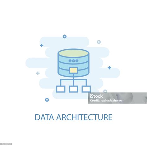 데이터 아키텍처 라인 최신 아이콘입니다 간단한 선 컬러 일러스트 빅 데이터 집합의 데이터 아키텍처 기호 플랫 디자인입니다 Ui Ux에 사용할 수 있습니다 0명에 대한 스톡