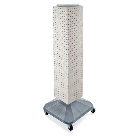 Azar Displays 703388 Wht White Four Sided Pegboard Floor Display On