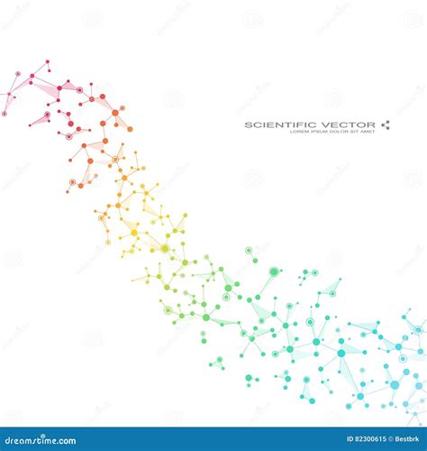 Molecule Dna And Neurons Vector Molecular Structure Connected Lines With Dots Genetic