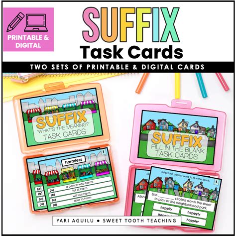 Prefix Suffix Task Cards Digital Boom Cards BUNDLE Literacy Centers Shop Sweet Tooth