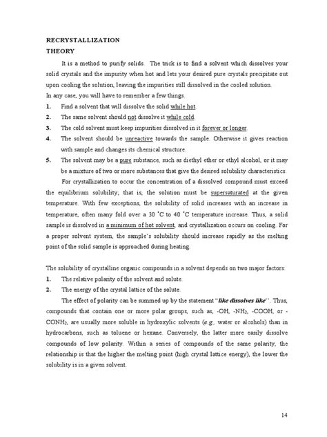 Recrystallization Pdf Solubility Solvent
