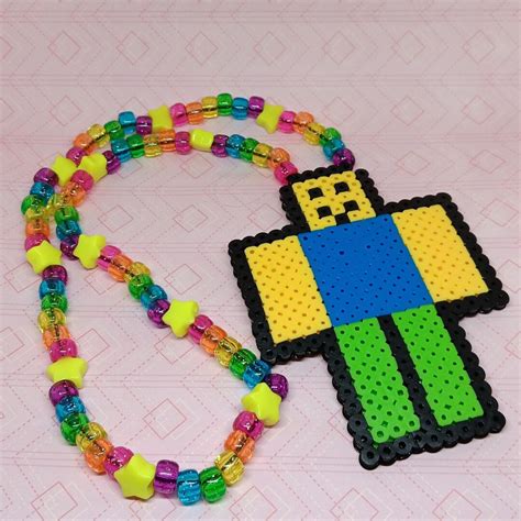 Noob Kandi Perler Necklace Roblox Scene Emo Scenecore Y2k 2000s 2010s Fairy Decora Kei Beaded