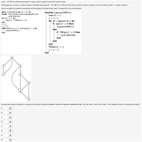 Solved Let G V E Be A Directed Acyclic Graph An Acyclic Chegg