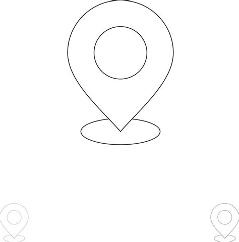 Location Map Mark Marker Pin Place Point Pointer Bold And Thin Black Line Icon Set 17984261