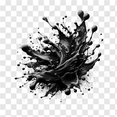 3d 어두운 액체가 휘젓고 파문을 일으키고 그 방울이 주위에 흩어져 있습니다 3d 어두운 액체가 휘젓는다 그 잔물결과 물방울이 주위로 흩어집니다 액체 Png 일러스트