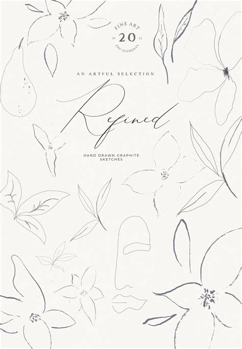 Fine Art Flower Clip Art Loose Sketch Flower Drawing Etsy