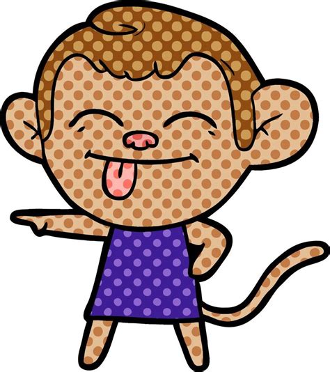 Funny Cartoon Monkey Pointing 12416974 Vector Art At Vecteezy