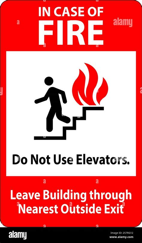 In Case Of Fire Sign Do Not Use Elevators Leave Building Through