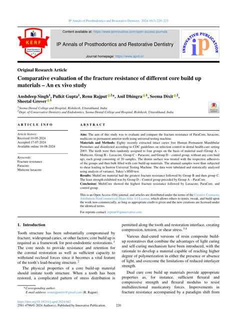 Pdf Comparative Evaluation Of The Fracture Resistance Of Different
