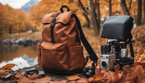 Premium Photo A Camera And A Camera On A Log By A Lake