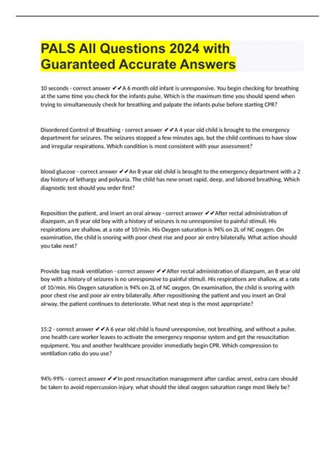 Pals All Questions 2024 With Guaranteed Accurate Answers Pals Stuvia Us