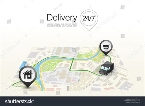 City Map Navigation Route Point Markers Vector De Stock Libre De Regalías 1208995390