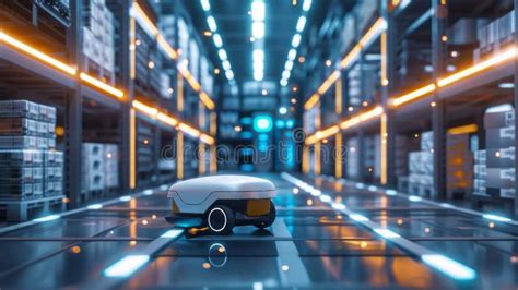 Autonomous Mobile Robot Transporting Goods In Modern Warehouse Stock Image Image Of Robotics