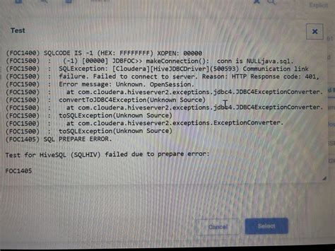 Getting Error When Trying To Connect To Apache Hiv Cloudera
