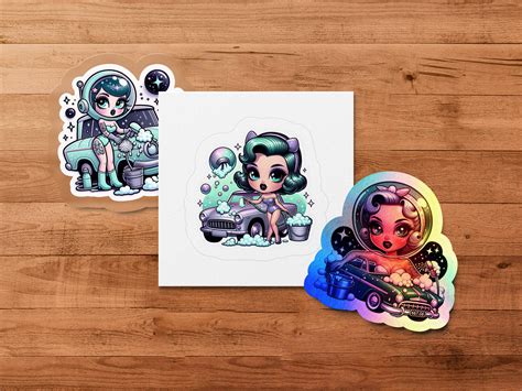 Vintage Pinup Girl Car Wash Sticker Bundle Retro Car Wash Sticker Set