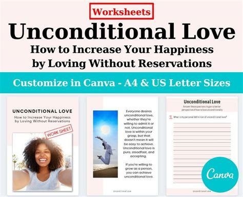 life coach templates worksheets unconditional love canva templates
