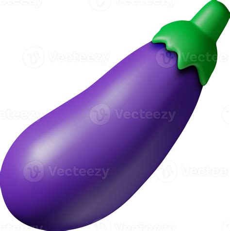 3d Fresh Eggplant With Green Leaves 35711405 Png