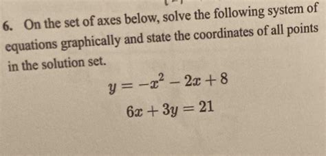 Solved 6 On The Set Of Axes Below Solve The Following System Of Equations Graphically And