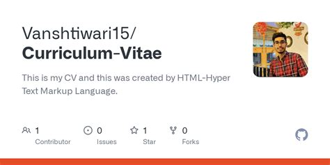 Github Vanshtiwari15curriculum Vitae This Is My Cv And This Was Created By Html Hyper Text
