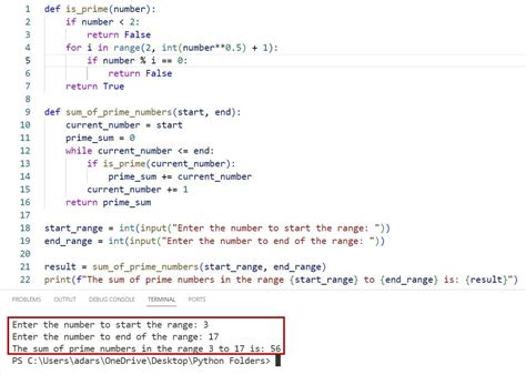 Sum Of All The Prime Numbers In A Given Range In Python