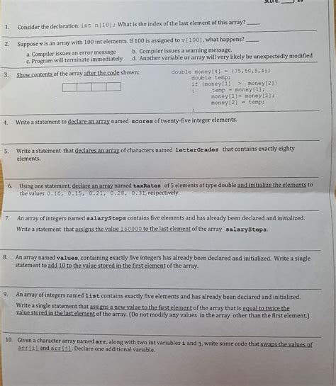 Solved 1 Consider The Declaration Int N 10 What Is The