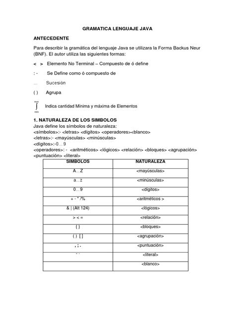 Gramatica Java Pdf Java Lenguaje De Programación Estructura De Datos De Matriz
