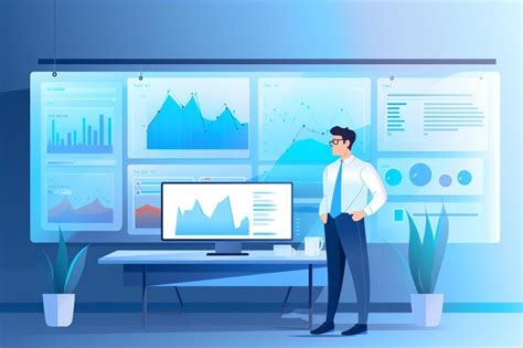 Premium Photo Data Analyst At Dashboard Illustration