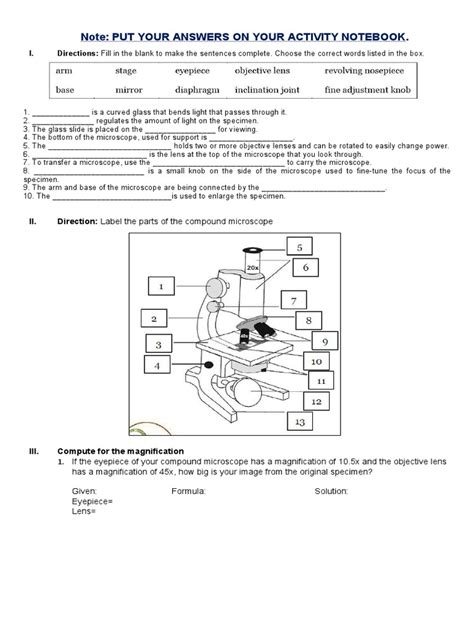 Activity For Microscope Grade 7 Pdf